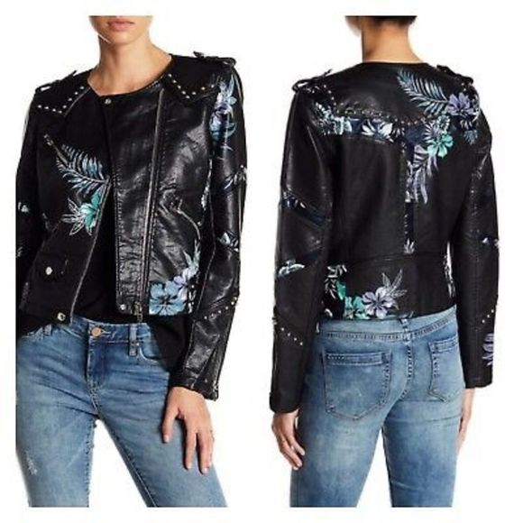Blank NYC | Jackets & Coats | Blanknyc Veganleather Studded Floral Moto Bikerjacket Sz S | Poshmark
